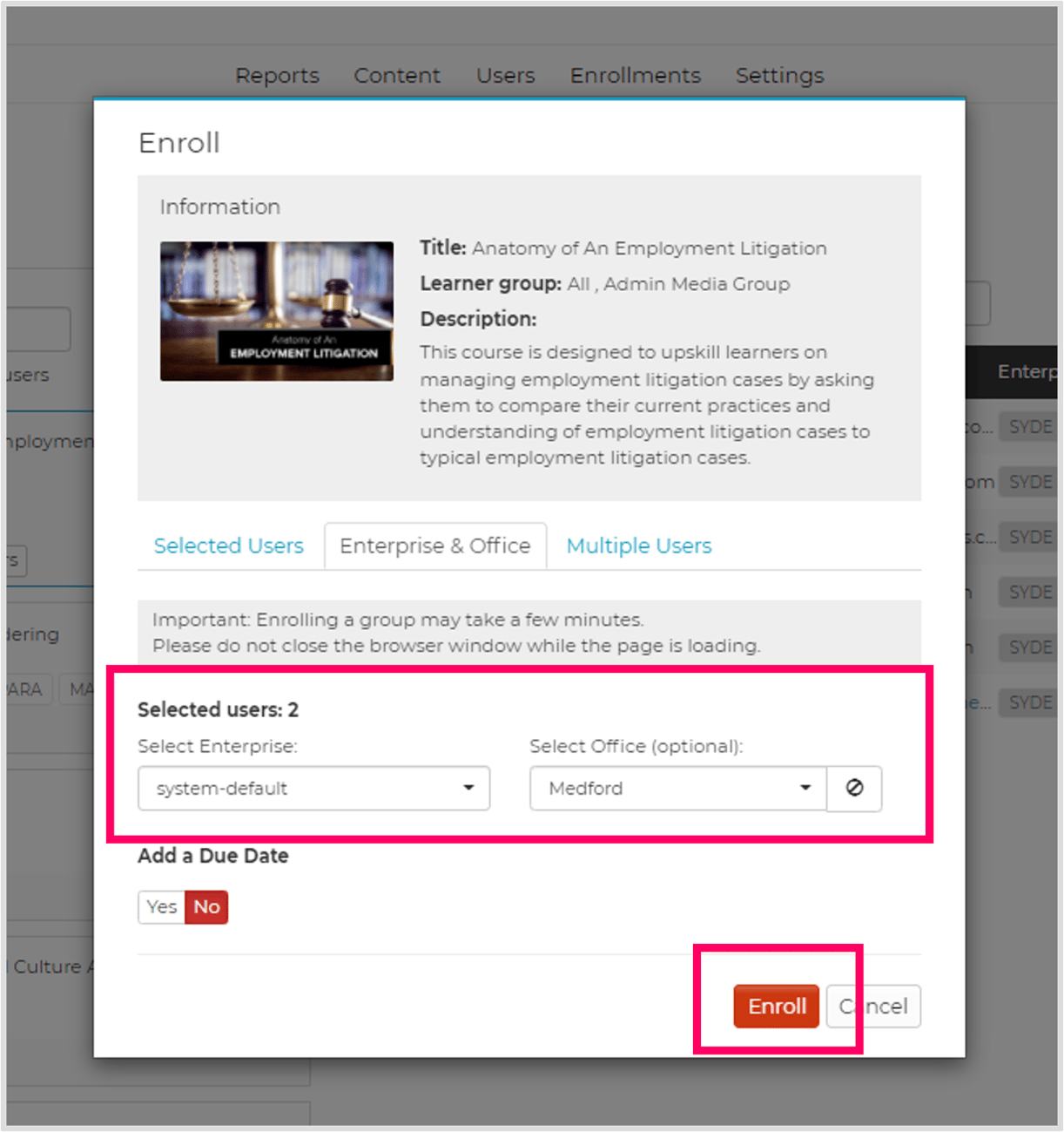 Admin Manually Enroll Users in Courses