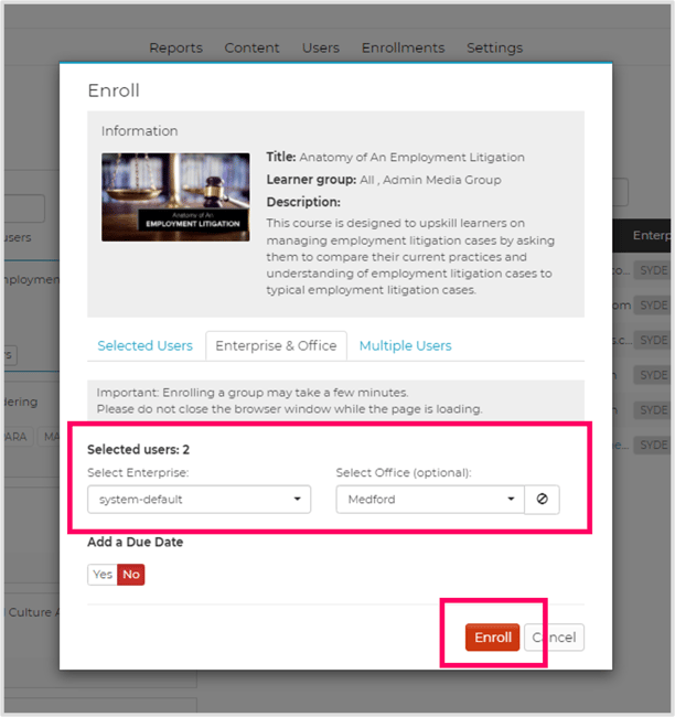 Admin Manually Enroll Users in Courses