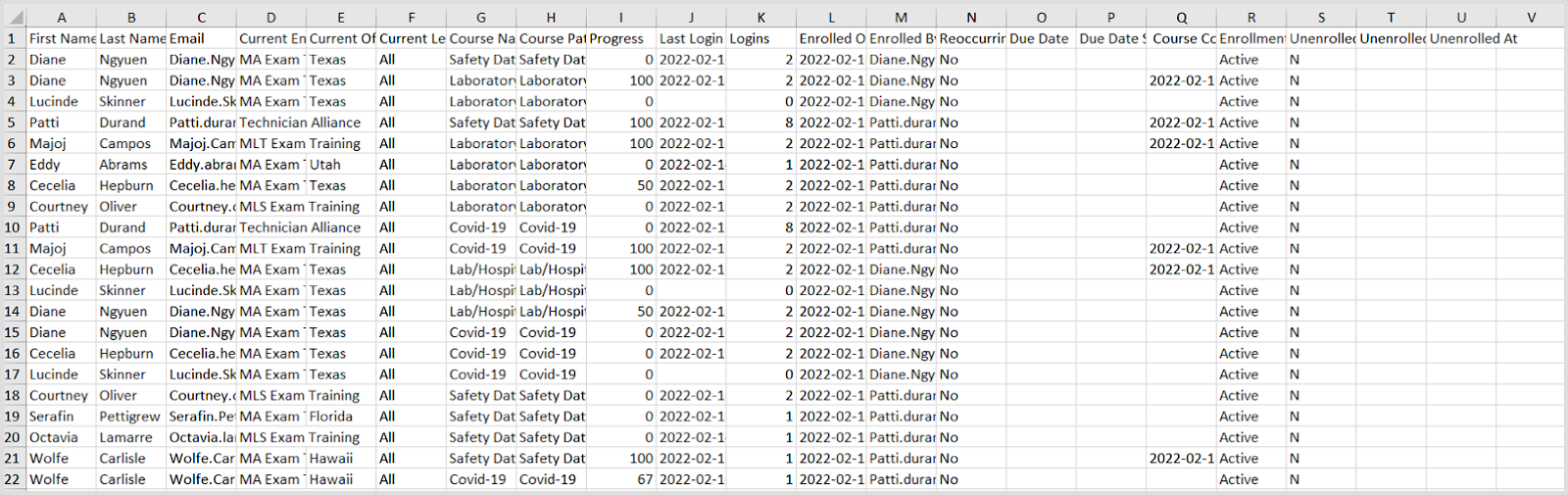 Generating an Enrollment Completion Report with Due Dates